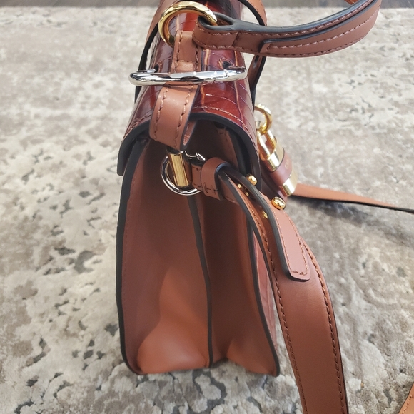 Chloe | Bags | Chloe Aby Medium Lock Satchel Bag Croc Cognac In ...